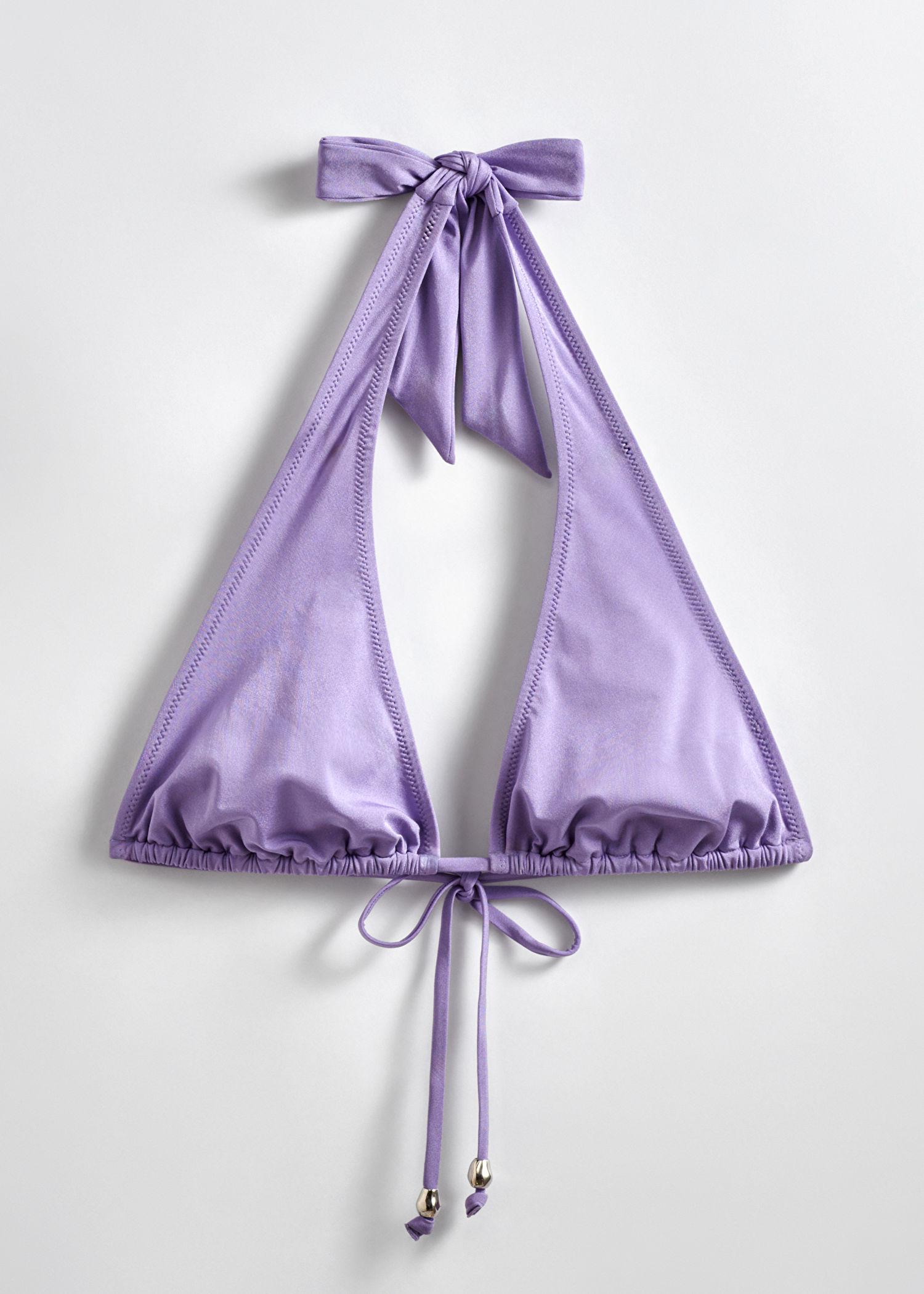 & OTHER STORIES Halterneck Triangle Bikini Top in Lilac | Endource