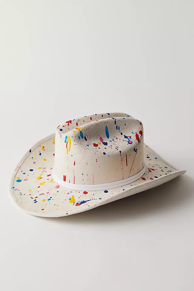 FREE PEOPLE Paint Splatter Cowboy Hat in White | endource