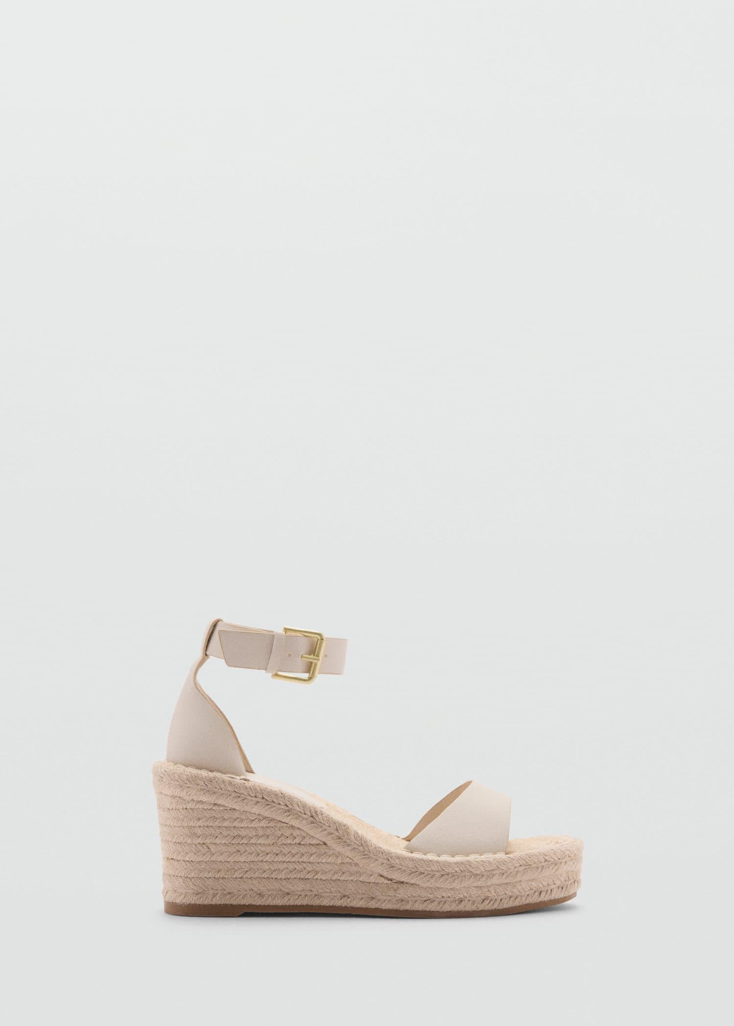 MANGO Wedge Buckle Sandals in Ecru | Endource