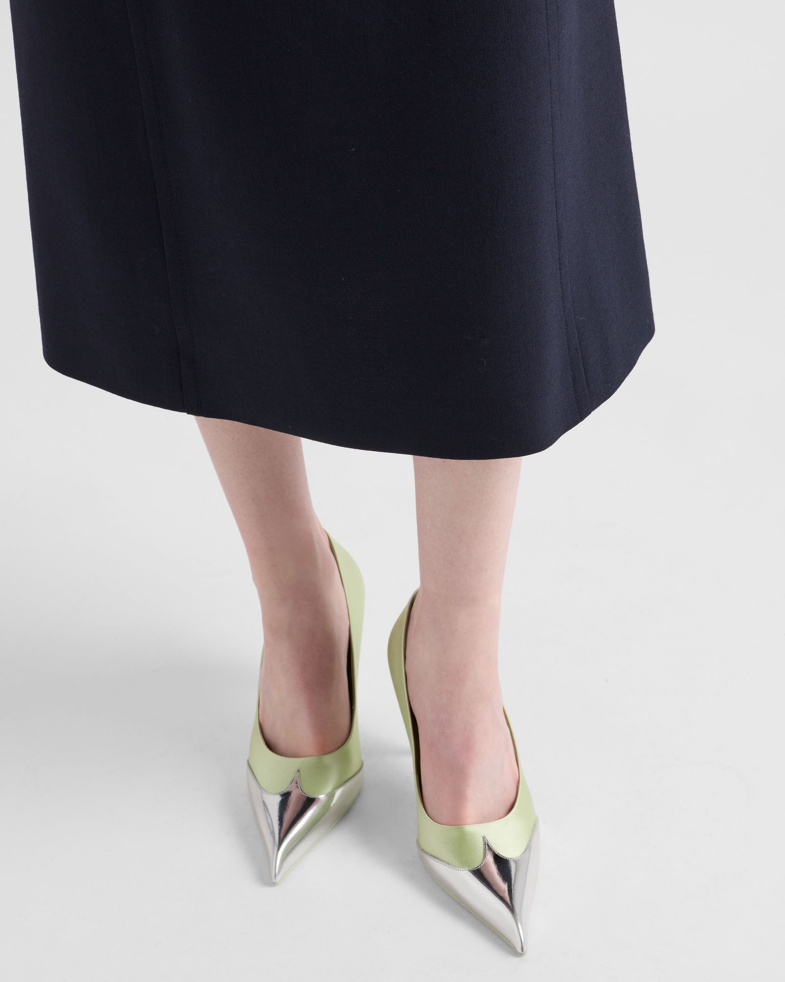 PRADA Satin And Metallic Leather Pumps | endource