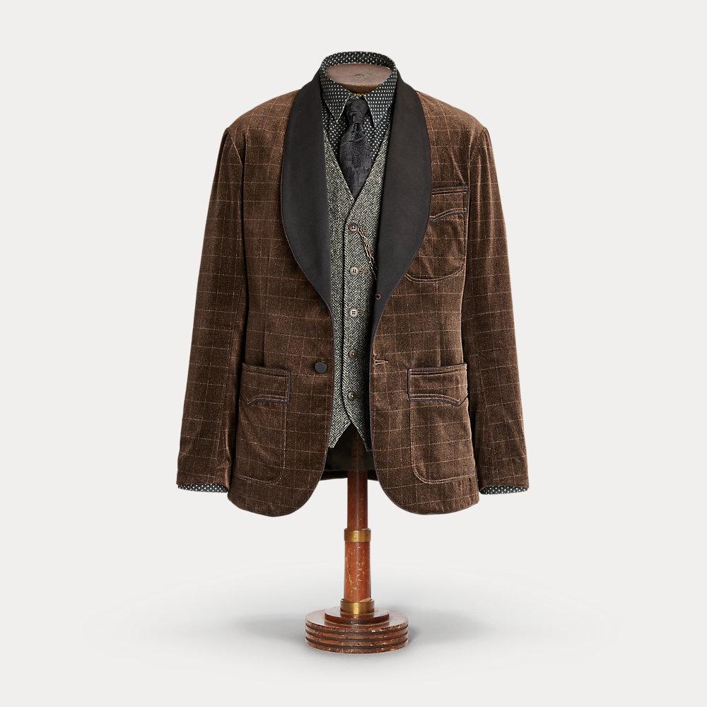 RALPH LAUREN RRL Checked Velvet Tuxedo Jacket in Black | endource