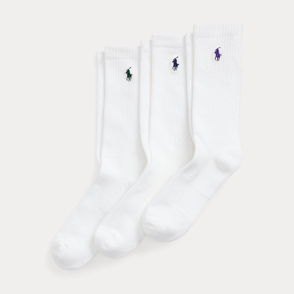 POLO RALPH LAUREN Wimbledon Crew Sock 3-Pack in White | Endource