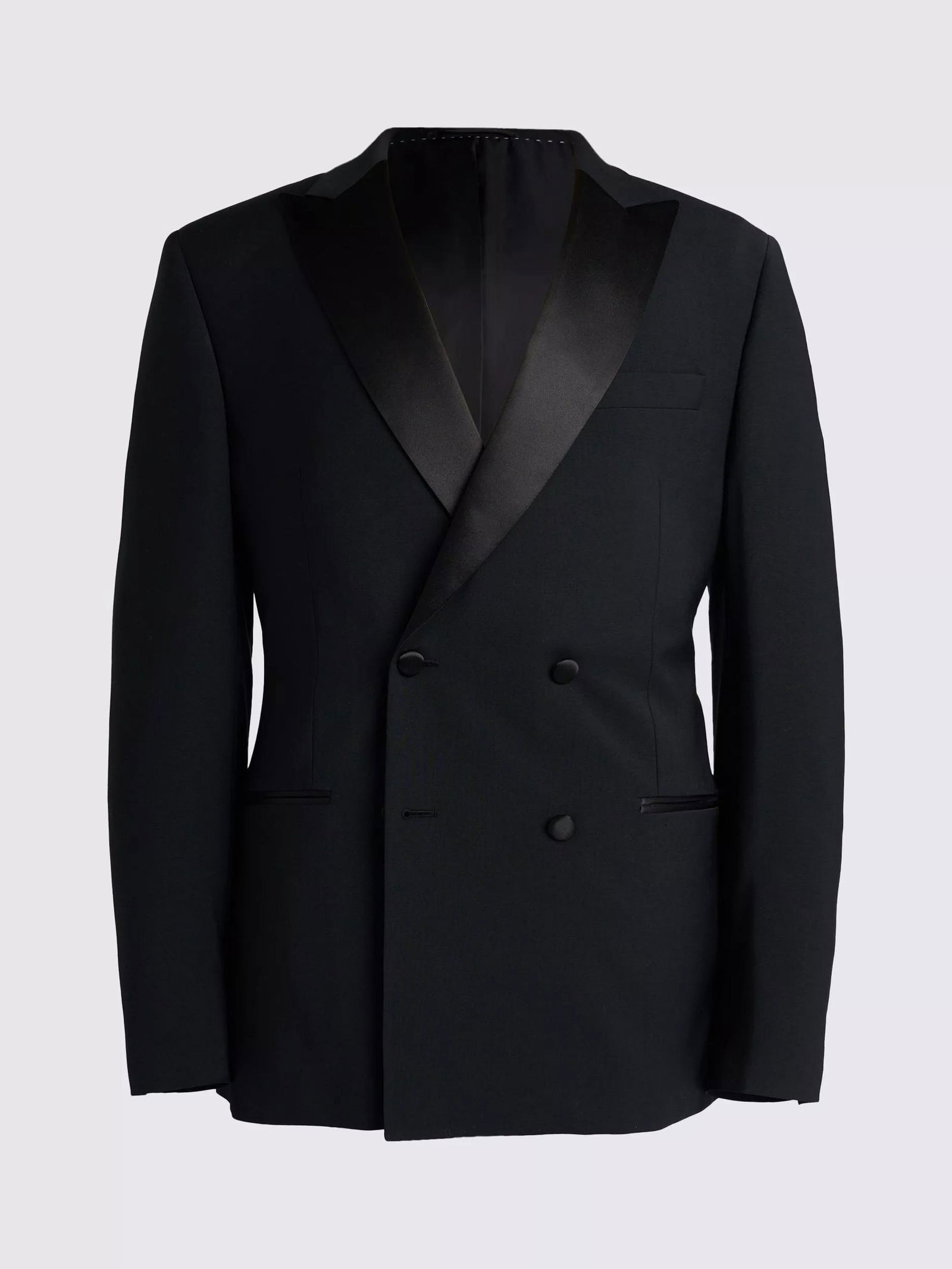 MOSS Peak Lapel Double-Breasted Dinner Jacket in Black | endource