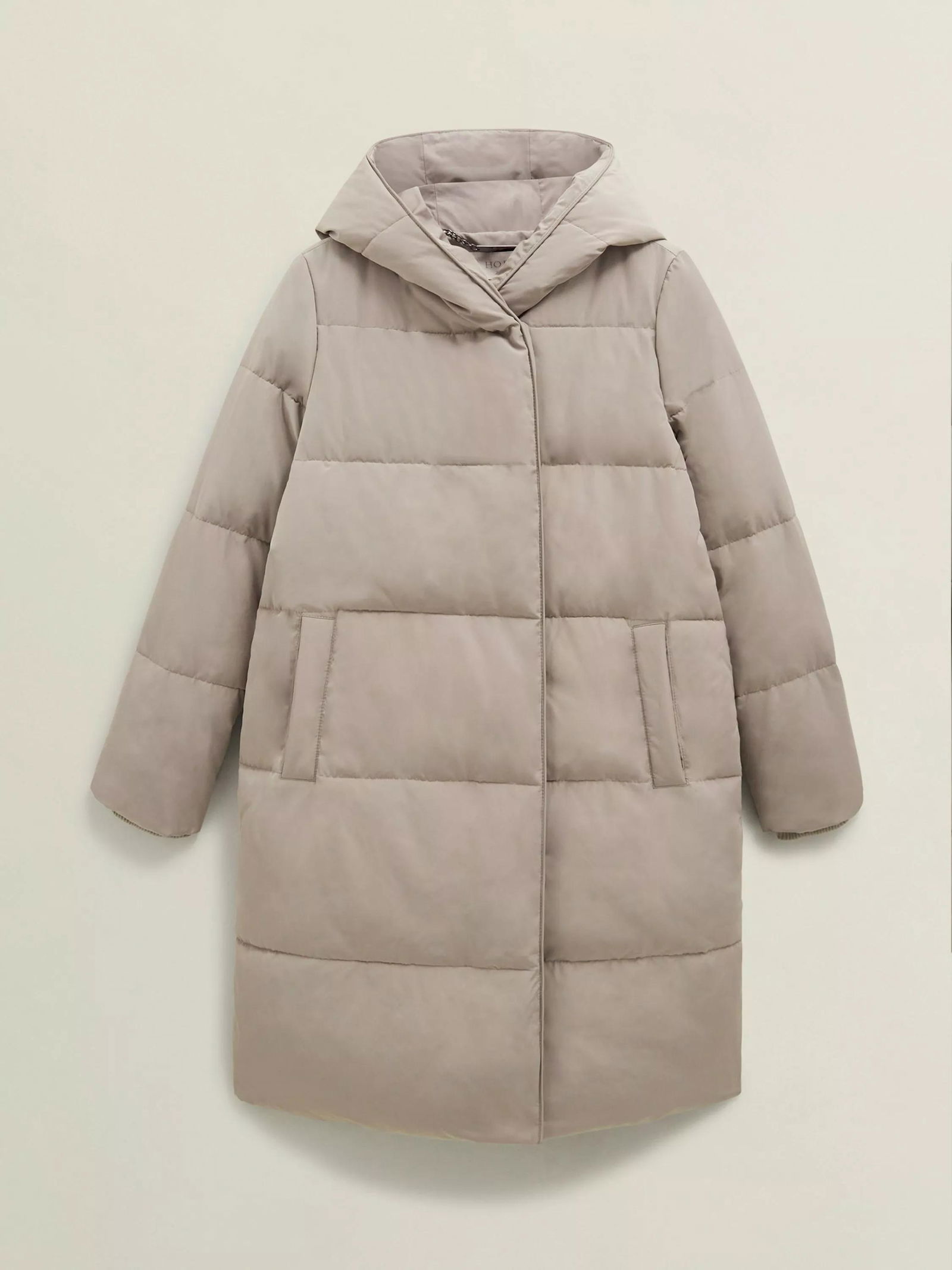 HOBBS Darla Hooded Puffer Coat in Buff Grey | endource