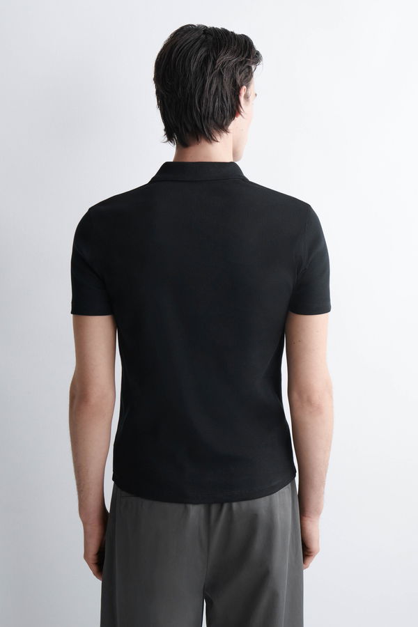 COS SLIM RIBBED COTTON POLO SHIRT | endource