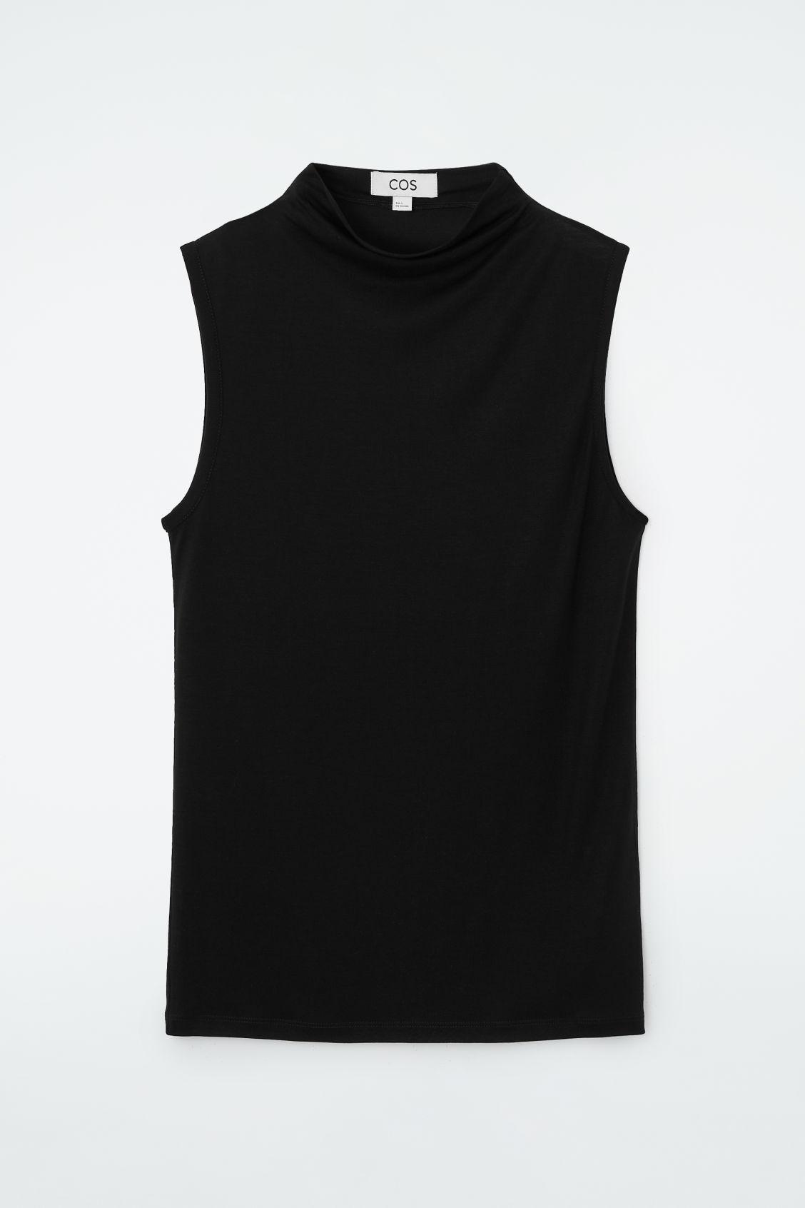 COS High-Neck Sleeveless Tank Top in BLACK | Endource
