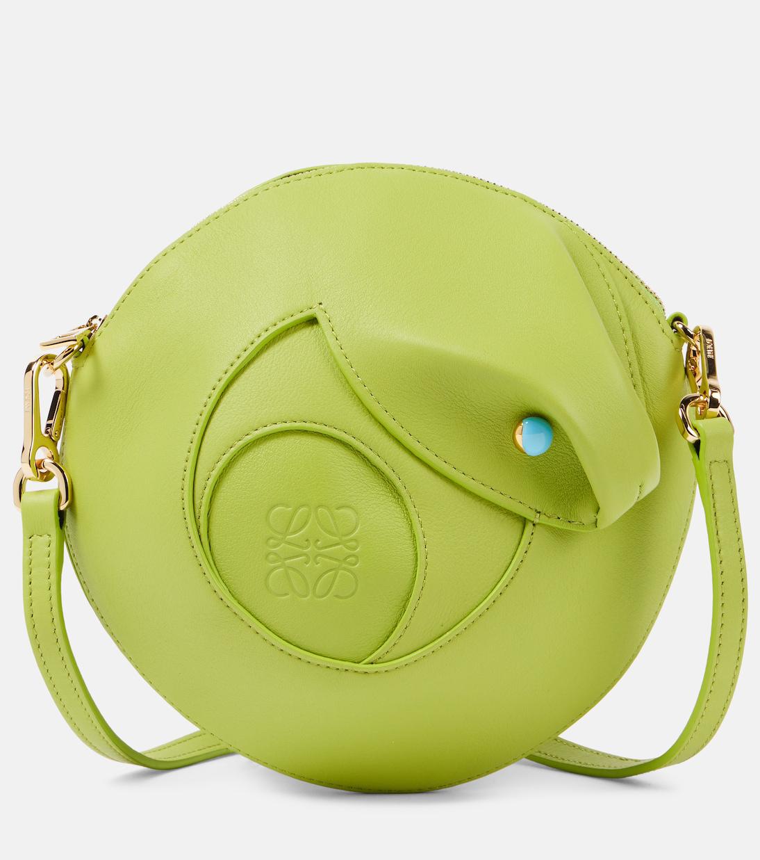 LOEWE Snake Leather Shoulder Bag in Green | endource