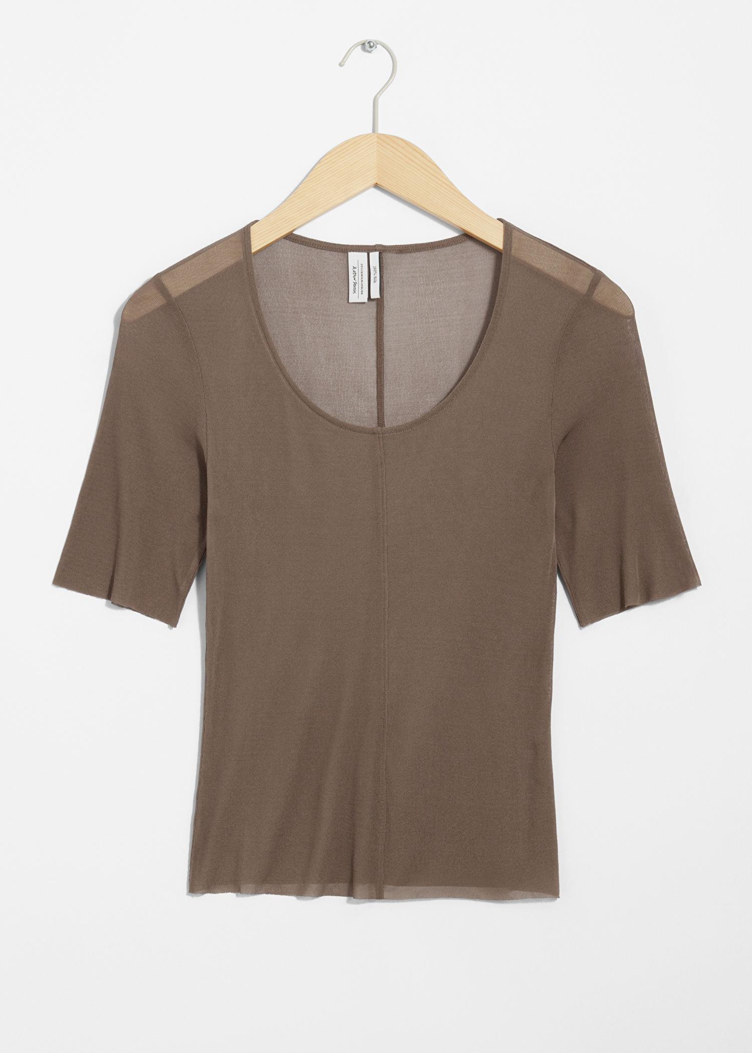 & OTHER STORIES Sheer Silk Top in Mole | Endource