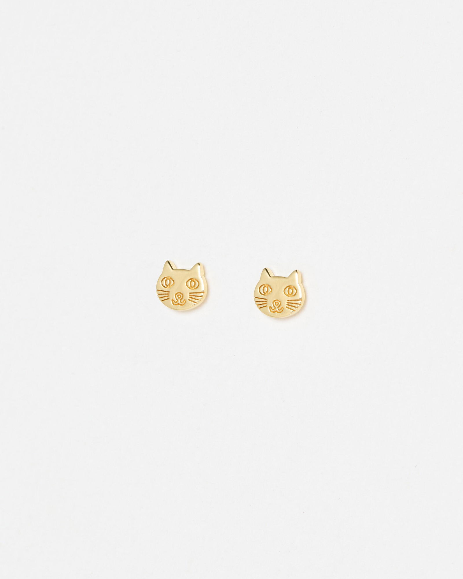OLIVER BONAS Django Cat Gold Plated Stud Earrings | endource