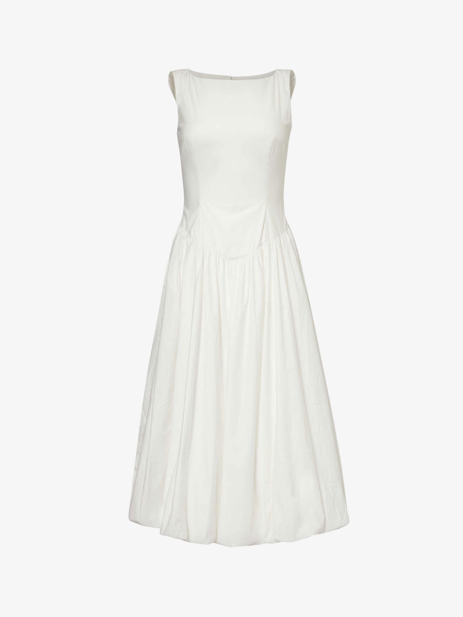 REFORMATION Elvira Boat-Neck Cotton Midi Dress in WHITE | Endource