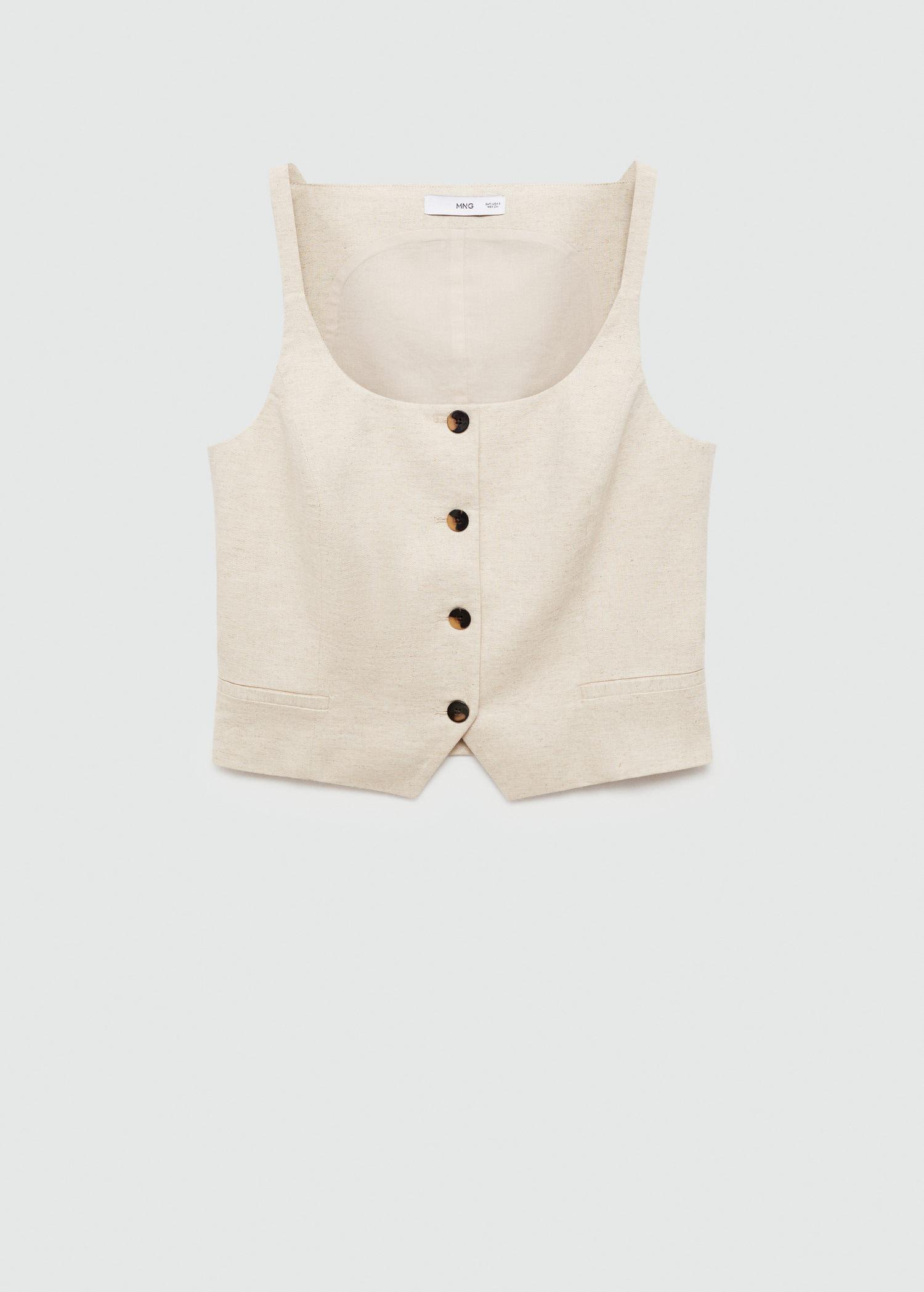 MANGO Buttons Cotton Top in Ecru | Endource