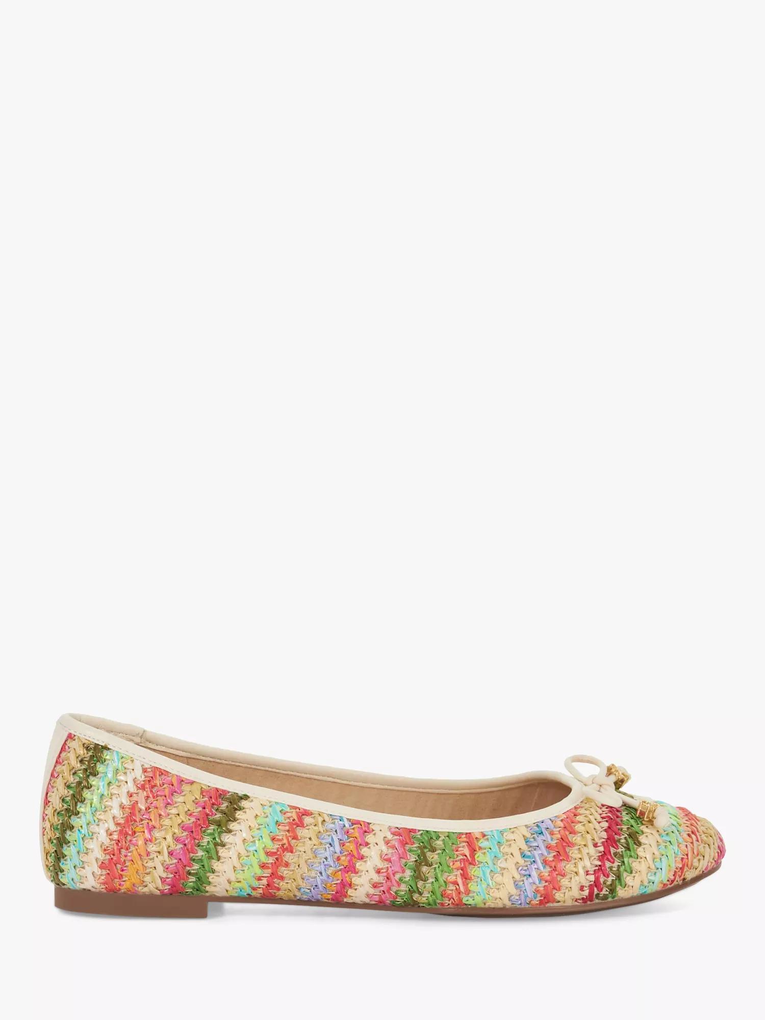 DUNE Hallo Wide Fit Raffia Stripe Ballerina Pumps in Multi | endource