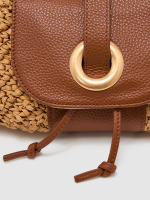 REISS Lori Raffia-Effect And Leather Shoulder Bag In Natural | endource