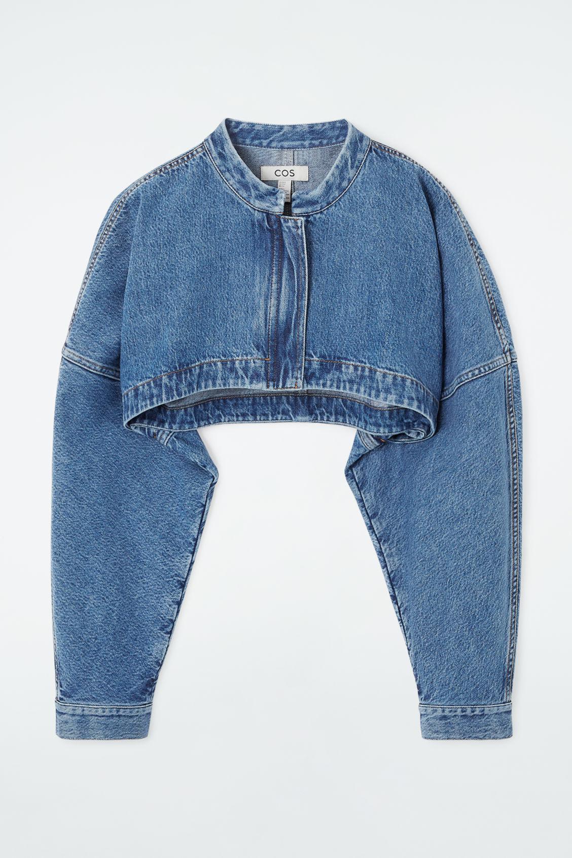COS Cropped Hybrid Denim Jacket in BLUE | endource
