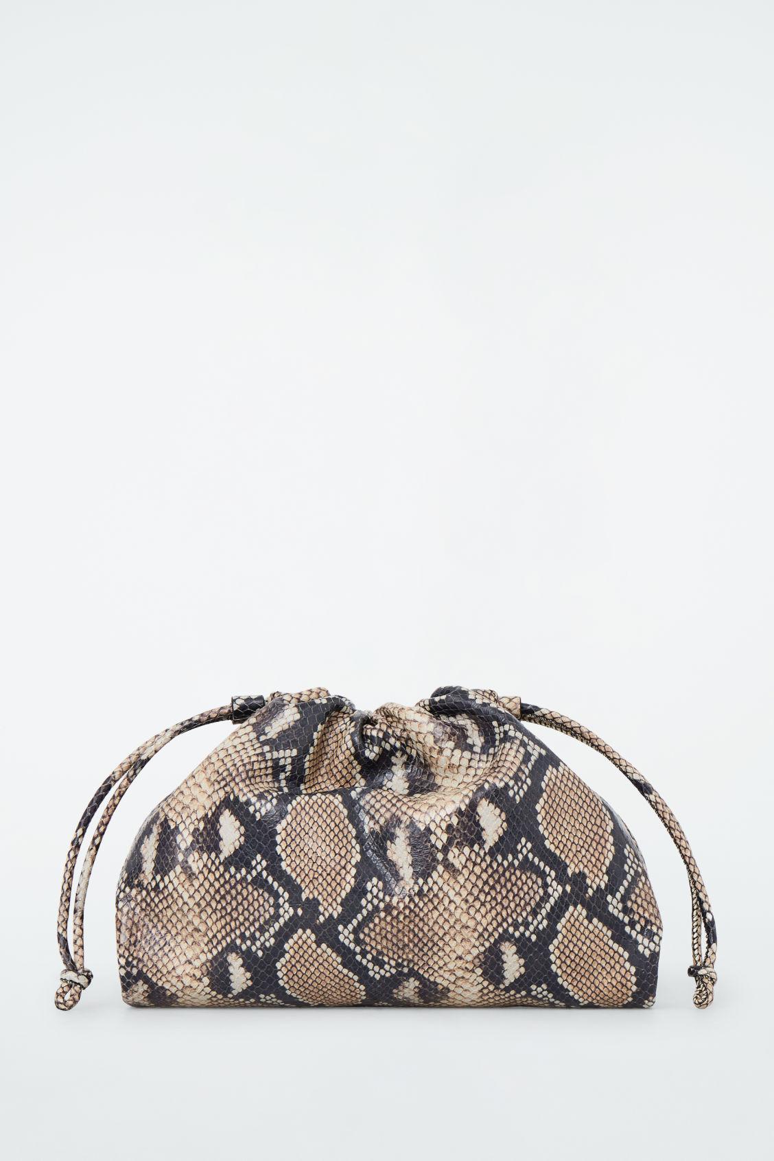 COS Mini Cavatelli Leather Clutch in SNAKE EFFECT | endource