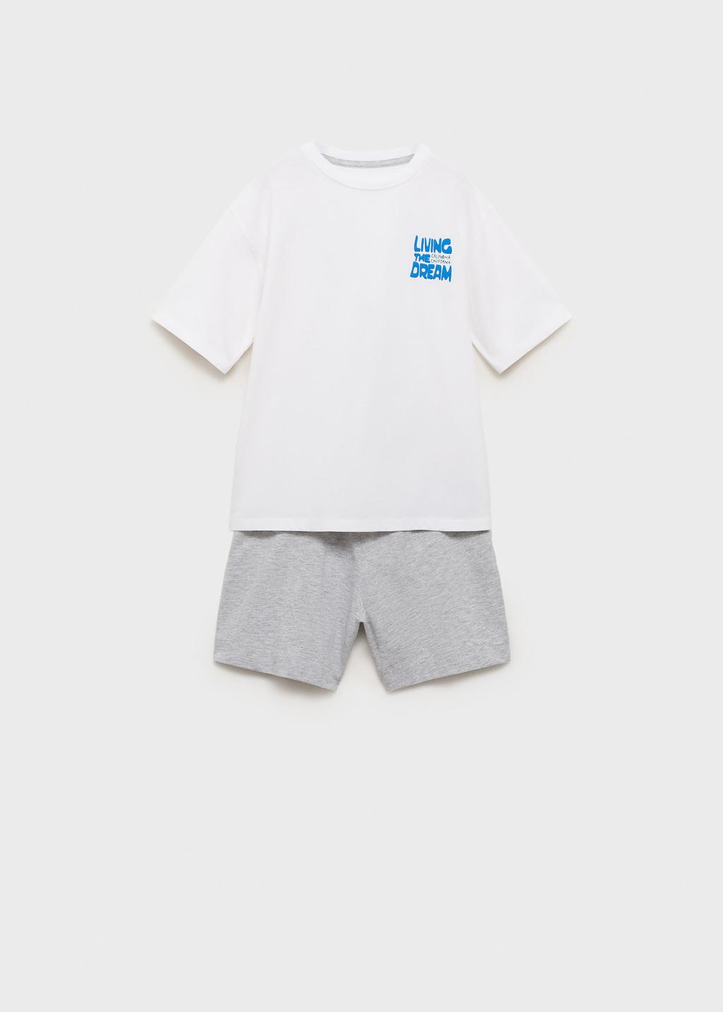 MANGO Two-Piece Short Pyjamas in Medium Heather Grey | endource