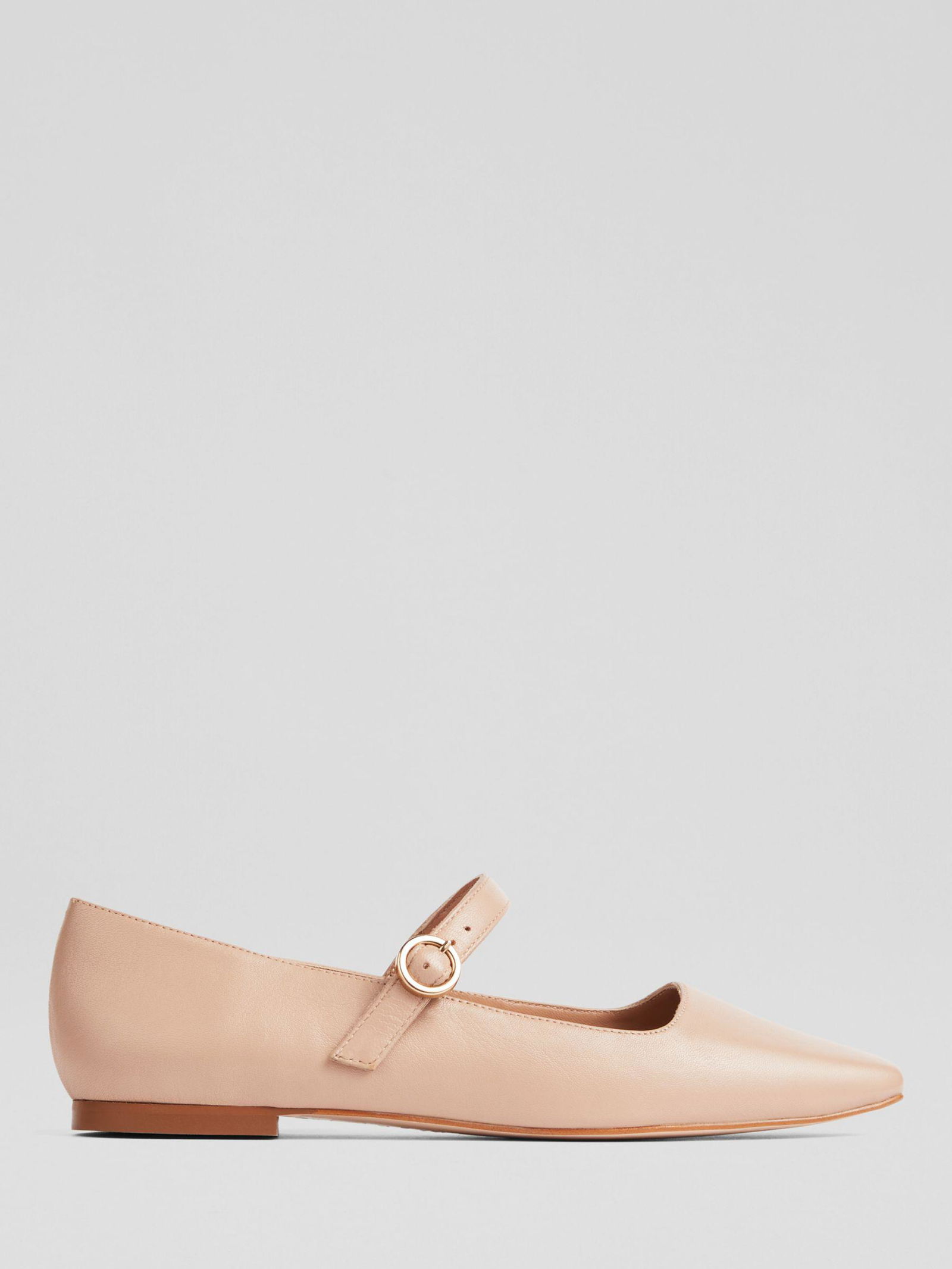 L.K. BENNETT Willow Leather Mary Jane Flats in Fawn | endource