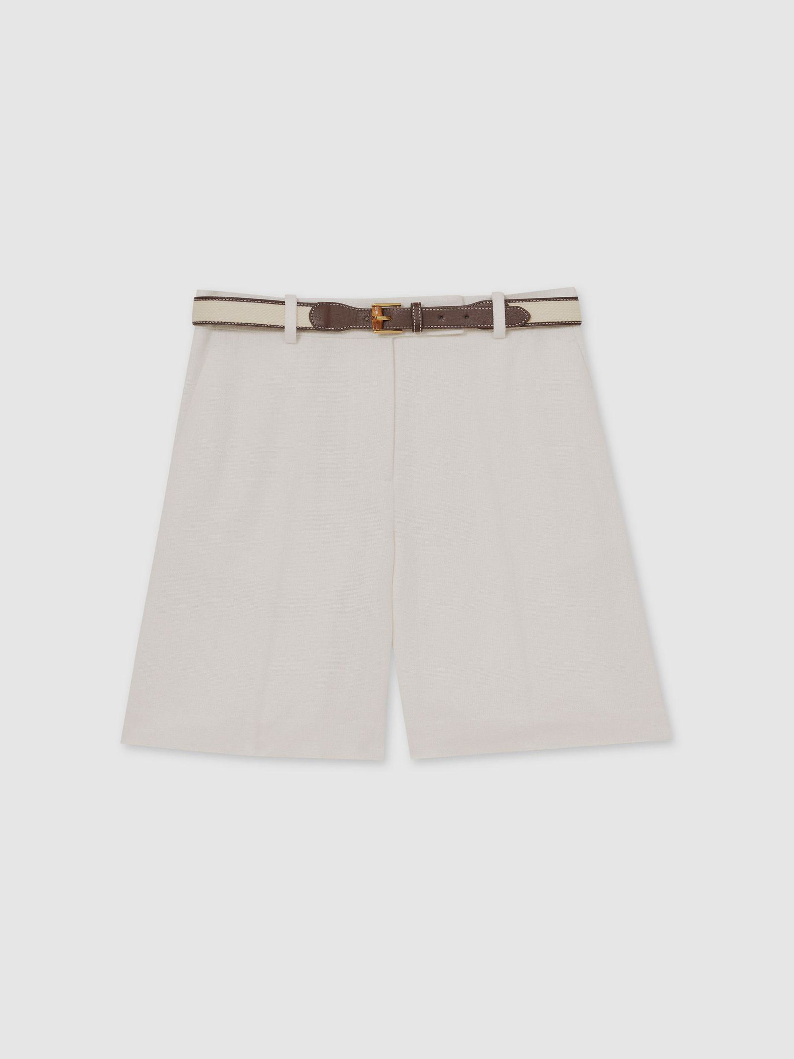 REISS Devon Linen-Blend Bermuda Shorts in White | endource