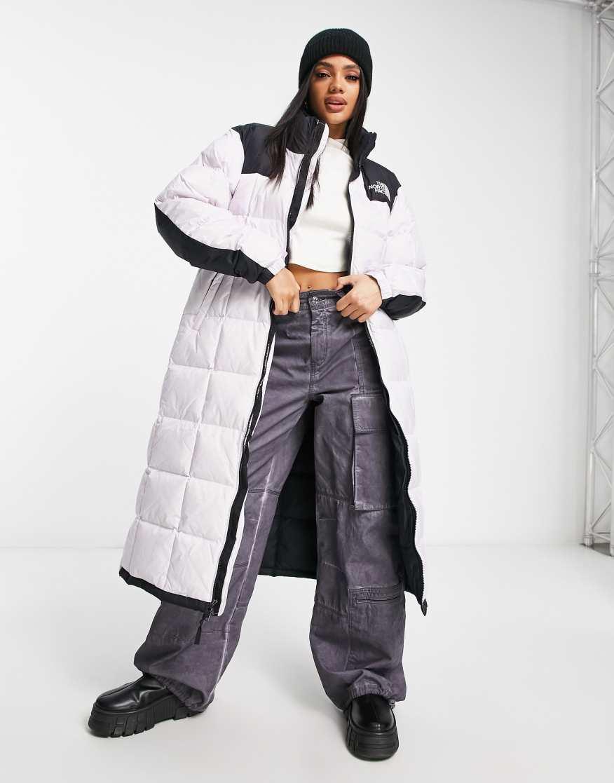 THE NORTH FACE Lhotse Duster Padded Down Coat in Lilac and Black | endource