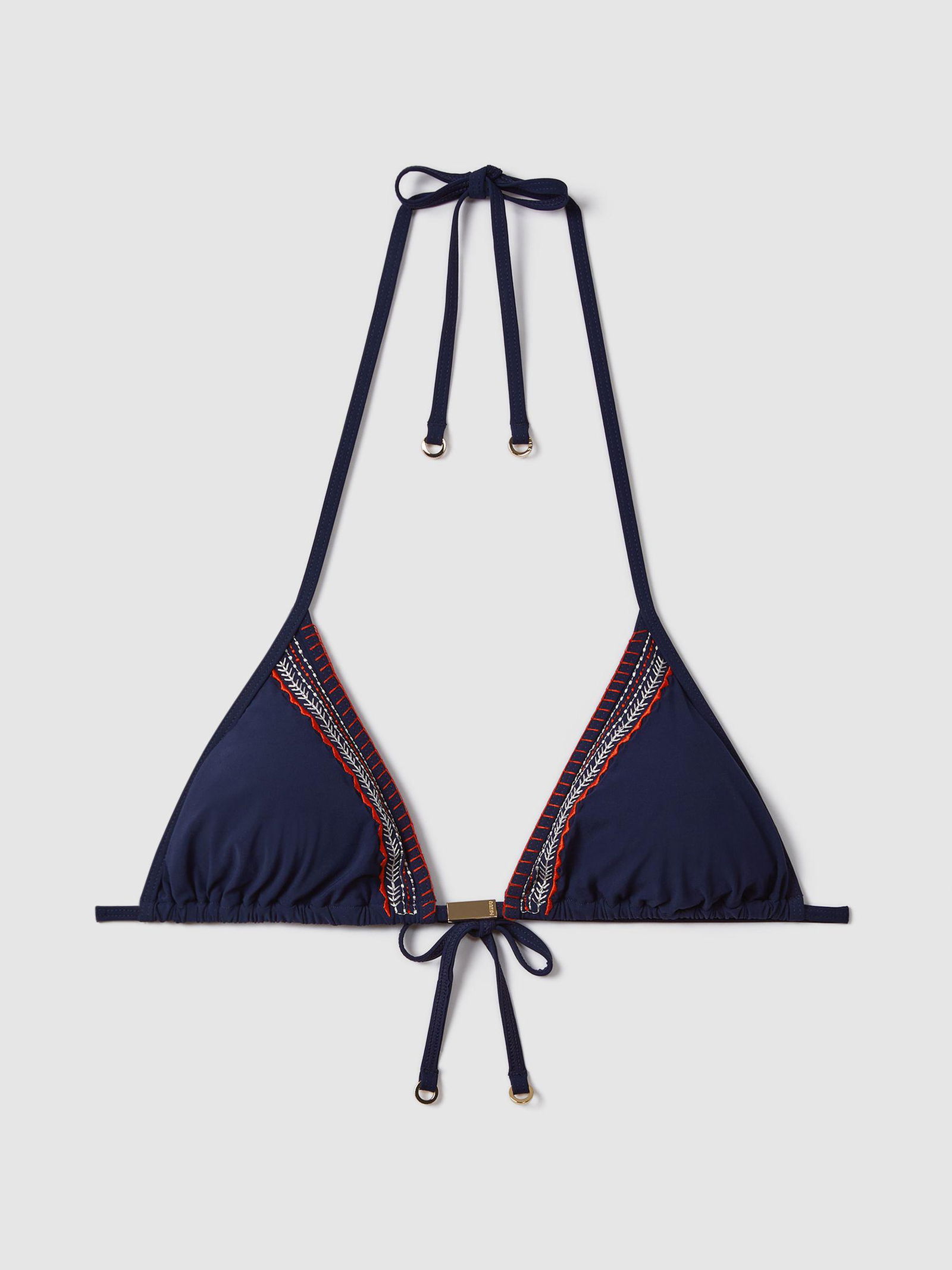 REISS Marissa Embroidered Triangle Bikini Top | endource