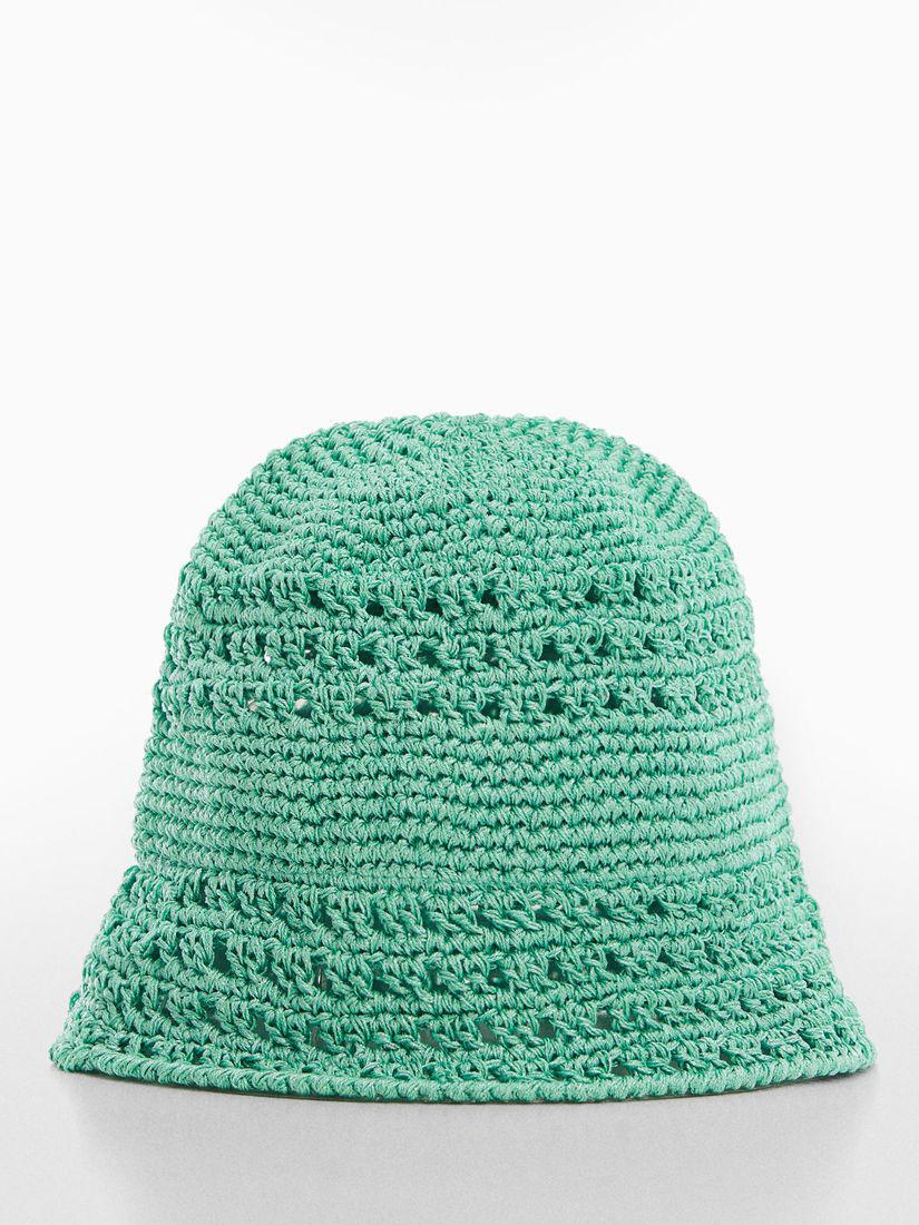 MANGO Nubelur Crochet Bucket Hat in Turquoise/Aqua | Endource