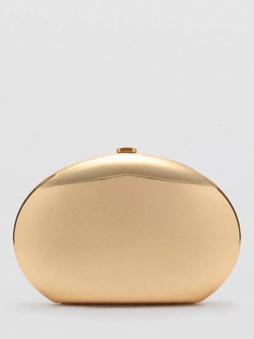 MANGO Monada Oval Clutch Bag in Gold | endource