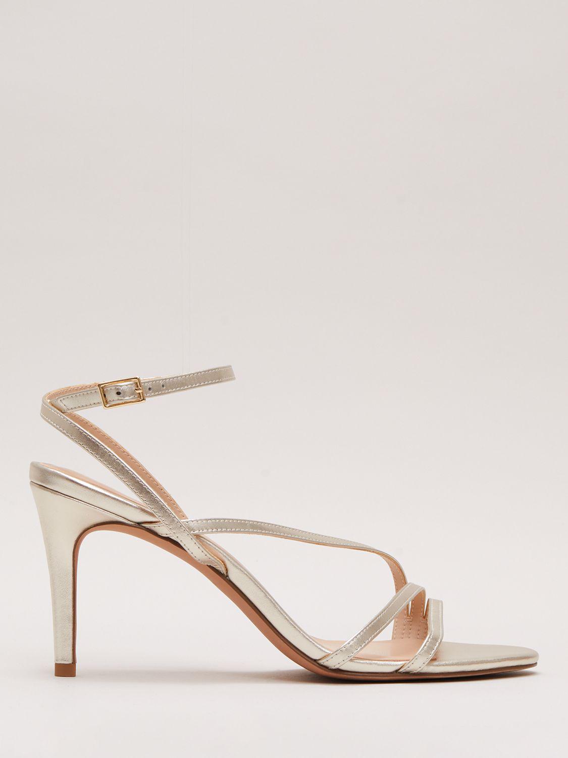 PHASE EIGHT Leather Barely There Strappy Sandals in Gold | Endource
