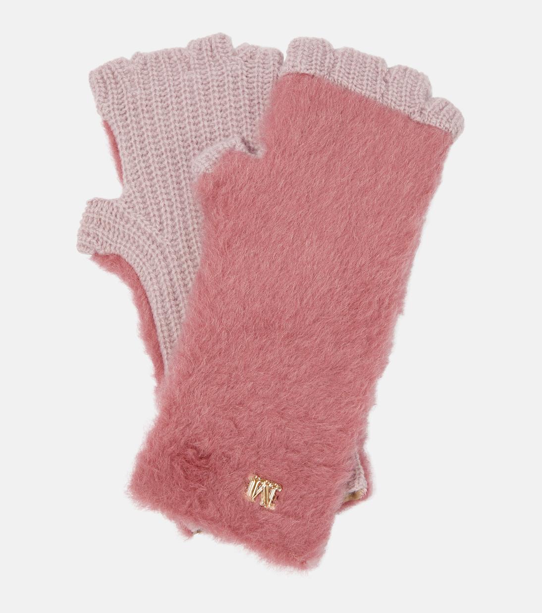 Max Mara Manny Teddy Fingerless Gloves in Pink | endource