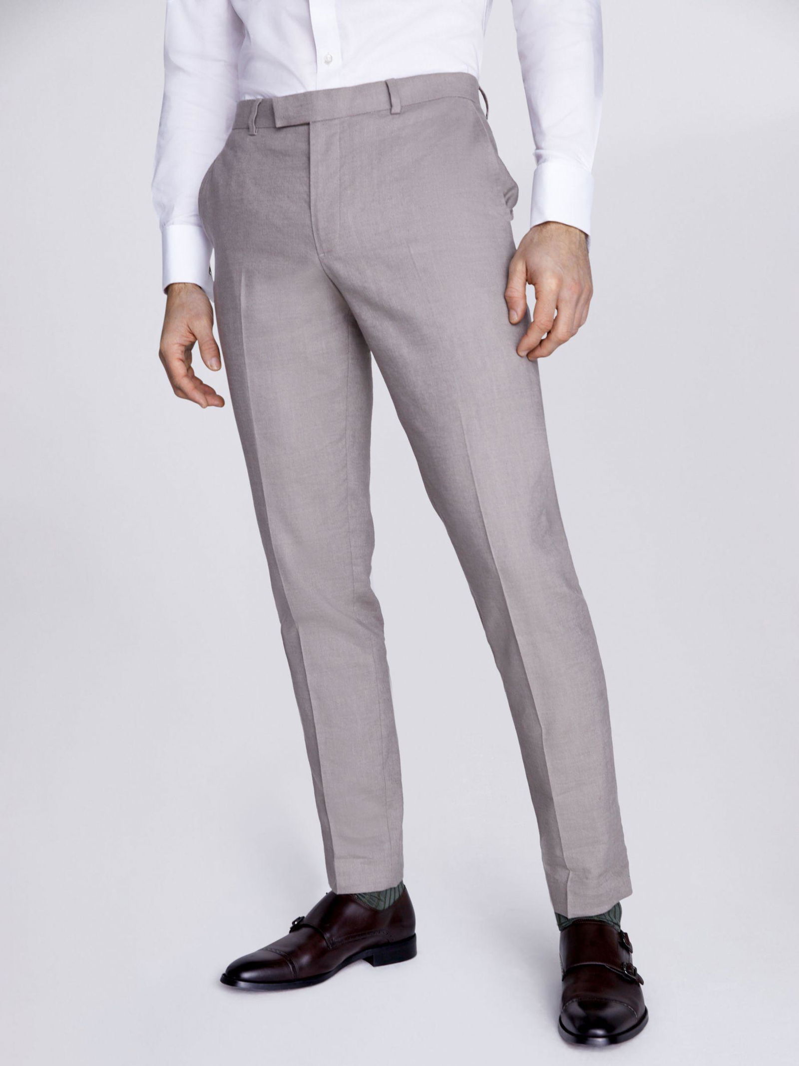 MOSS Slim Fit Linen Blend Suit Trousers in Brown | endource