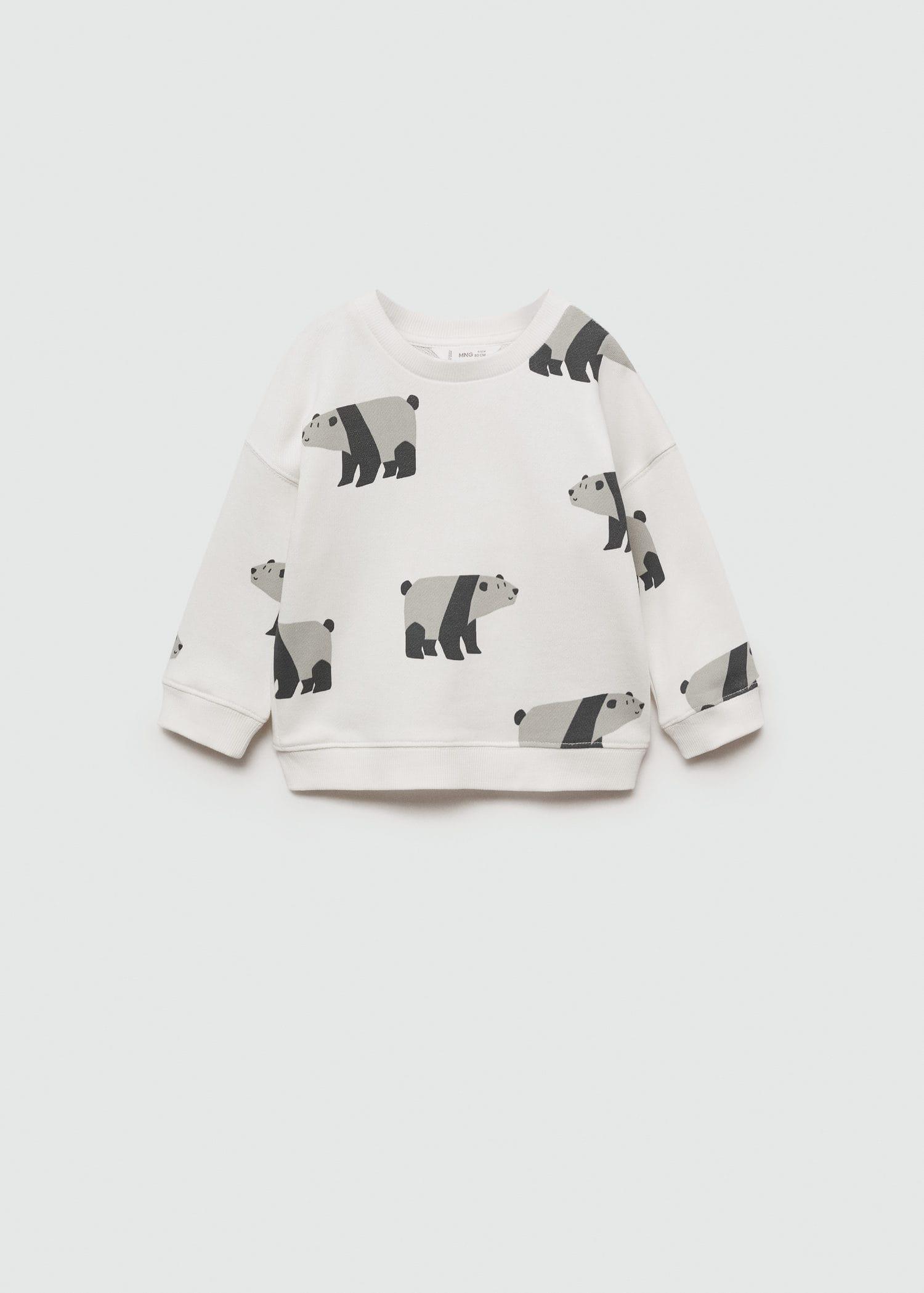 MANGO Bear Print Sweatshirt in Off White | Endource