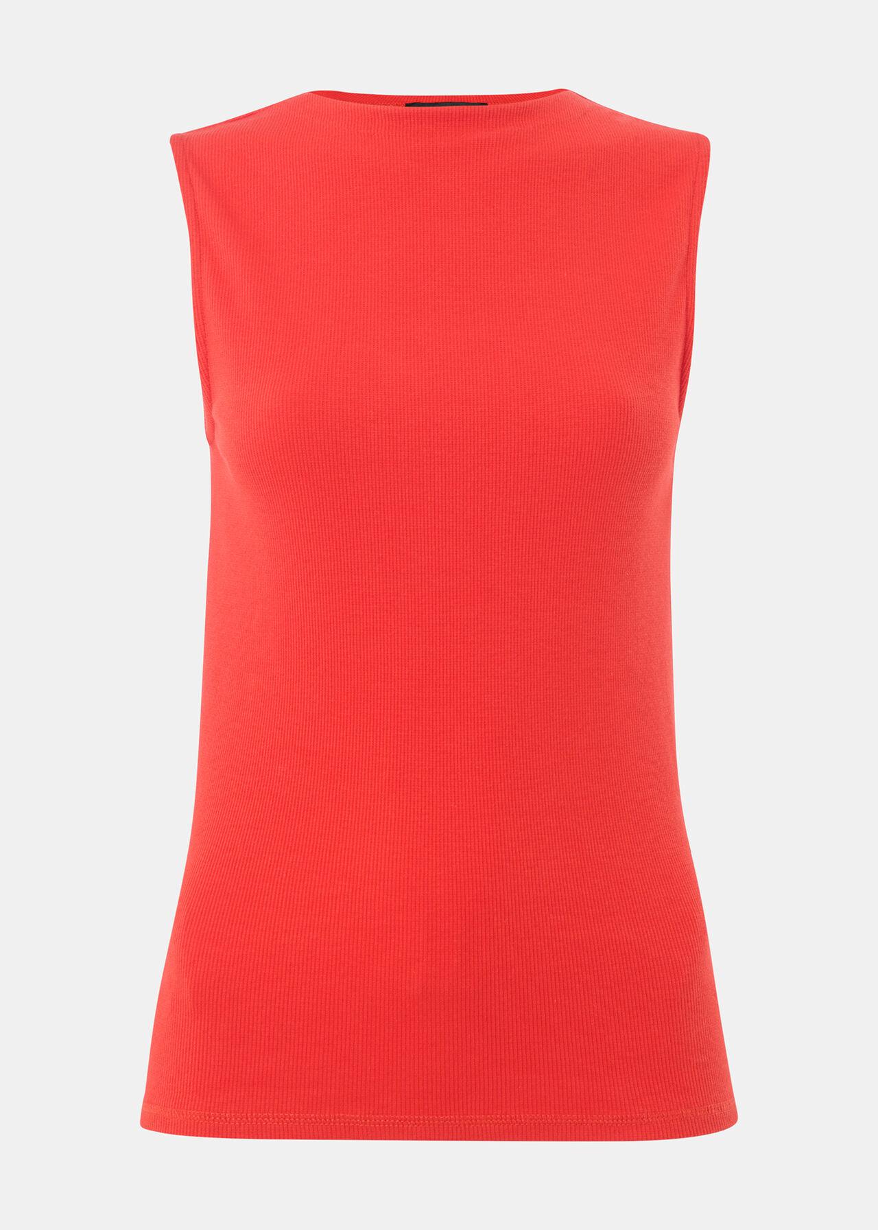 WHISTLES High Neck Rib Detail Tee in Red | endource