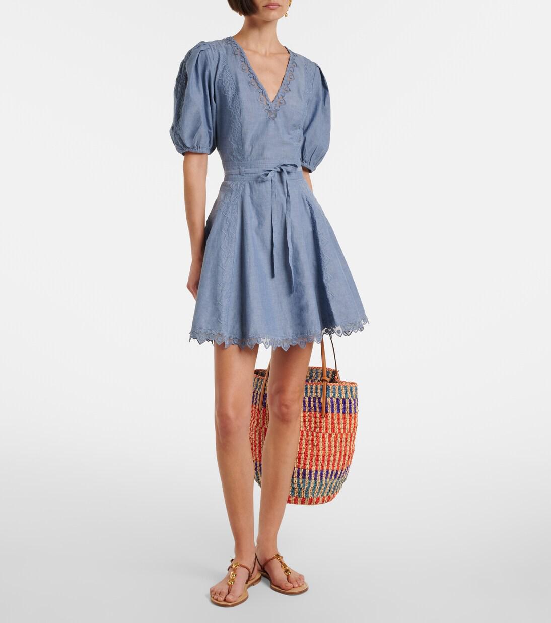ULLA JOHNSON Camila Lace-trimmed Cotton Minidress | endource