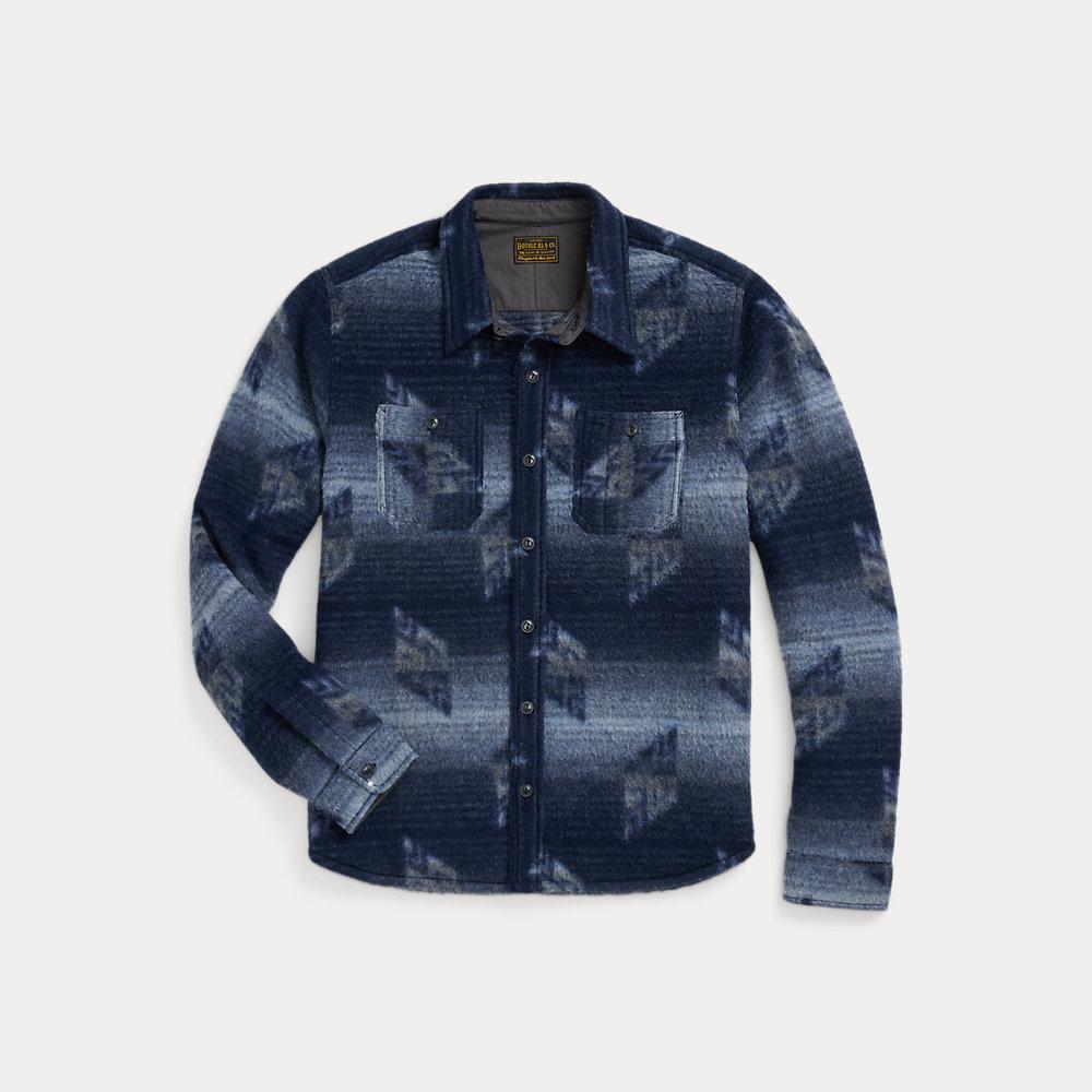 RALPH LAUREN RRL Double-Knit Jacquard Overshirt in Blue | endource