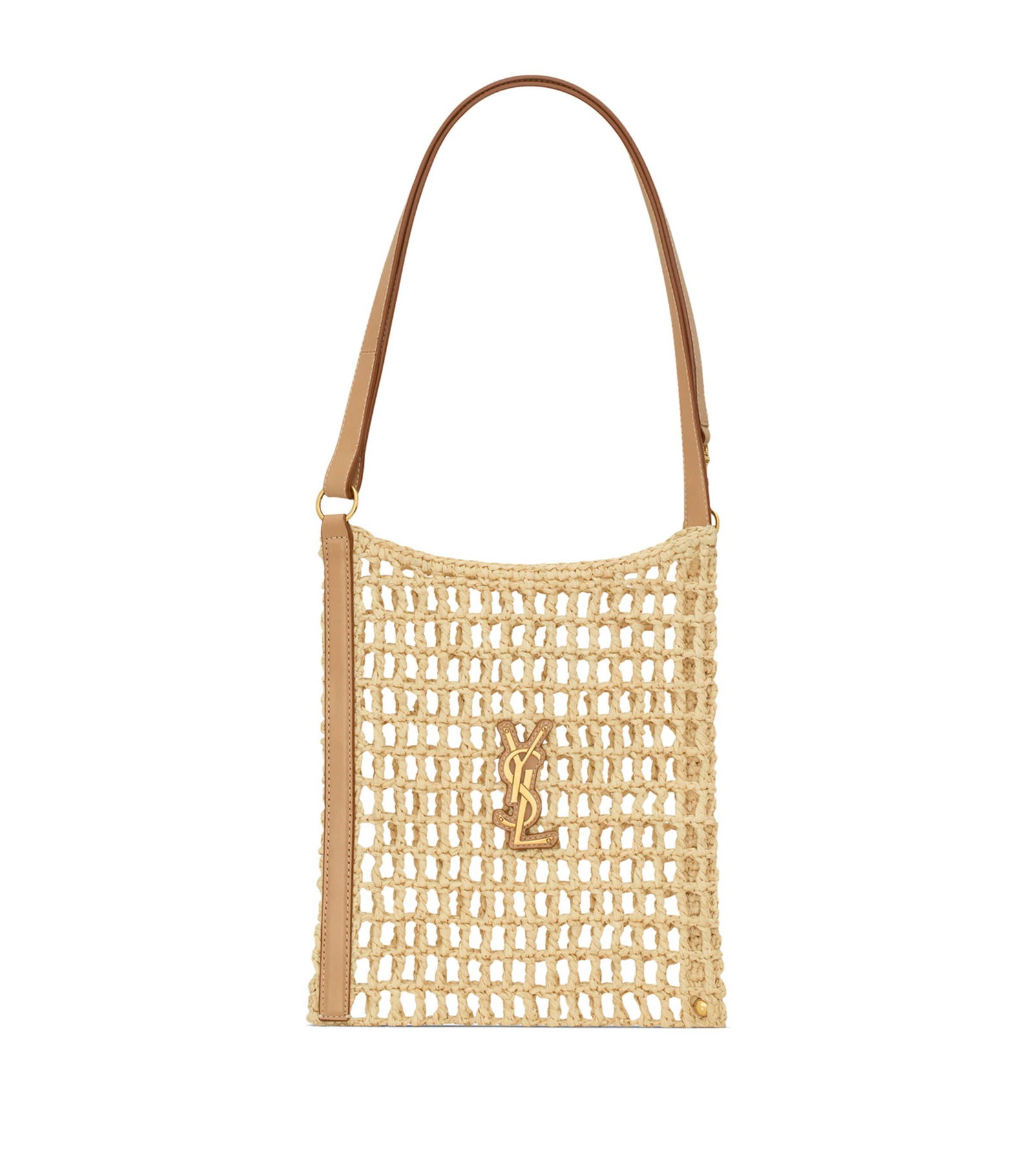SAINT LAURENT Mini Raffia Oxalis Shoulder Bag in Nude | endource