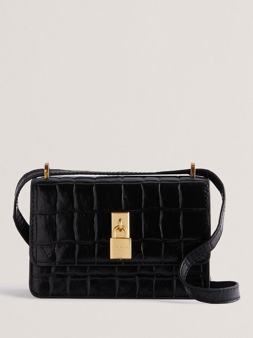TED BAKER Ssloane Croc Effect Leather Cross Bosy Bag in Black | endource