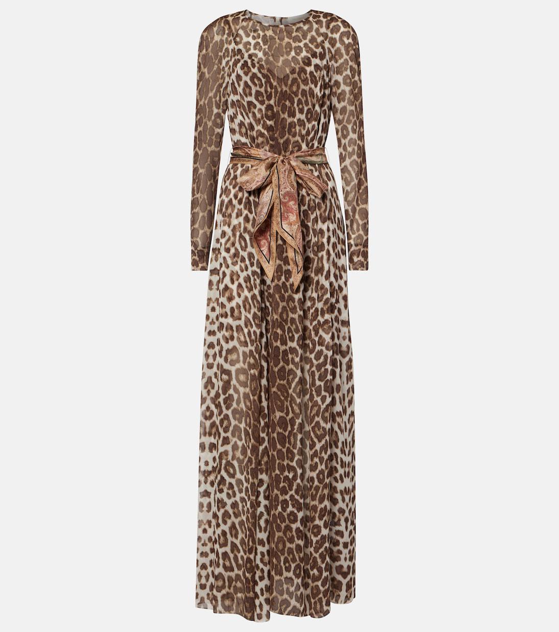 ZIMMERMANN Leopard-Print Maxi Dress in Brown | endource