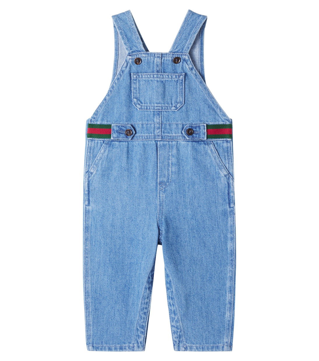 GUCCI Baby Web Stripe Denim Overalls | endource