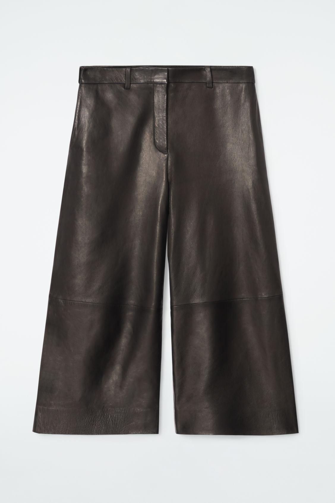 Cos The Leather Barrel Leg Culottes In Chestnut Endource