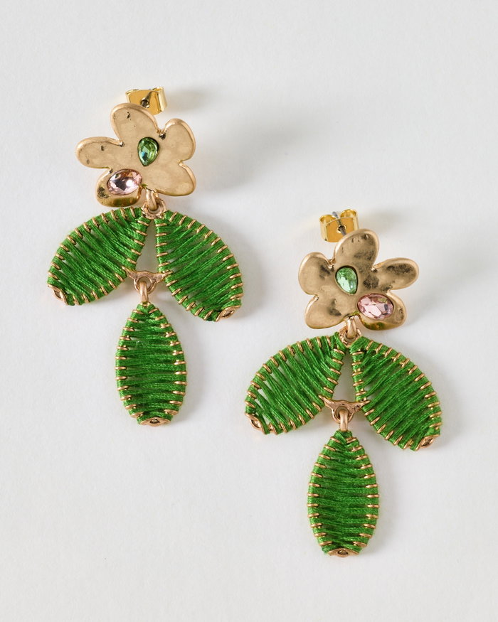 OLIVER BONAS Erin Green Wrapped Flower Drop Earrings | endource