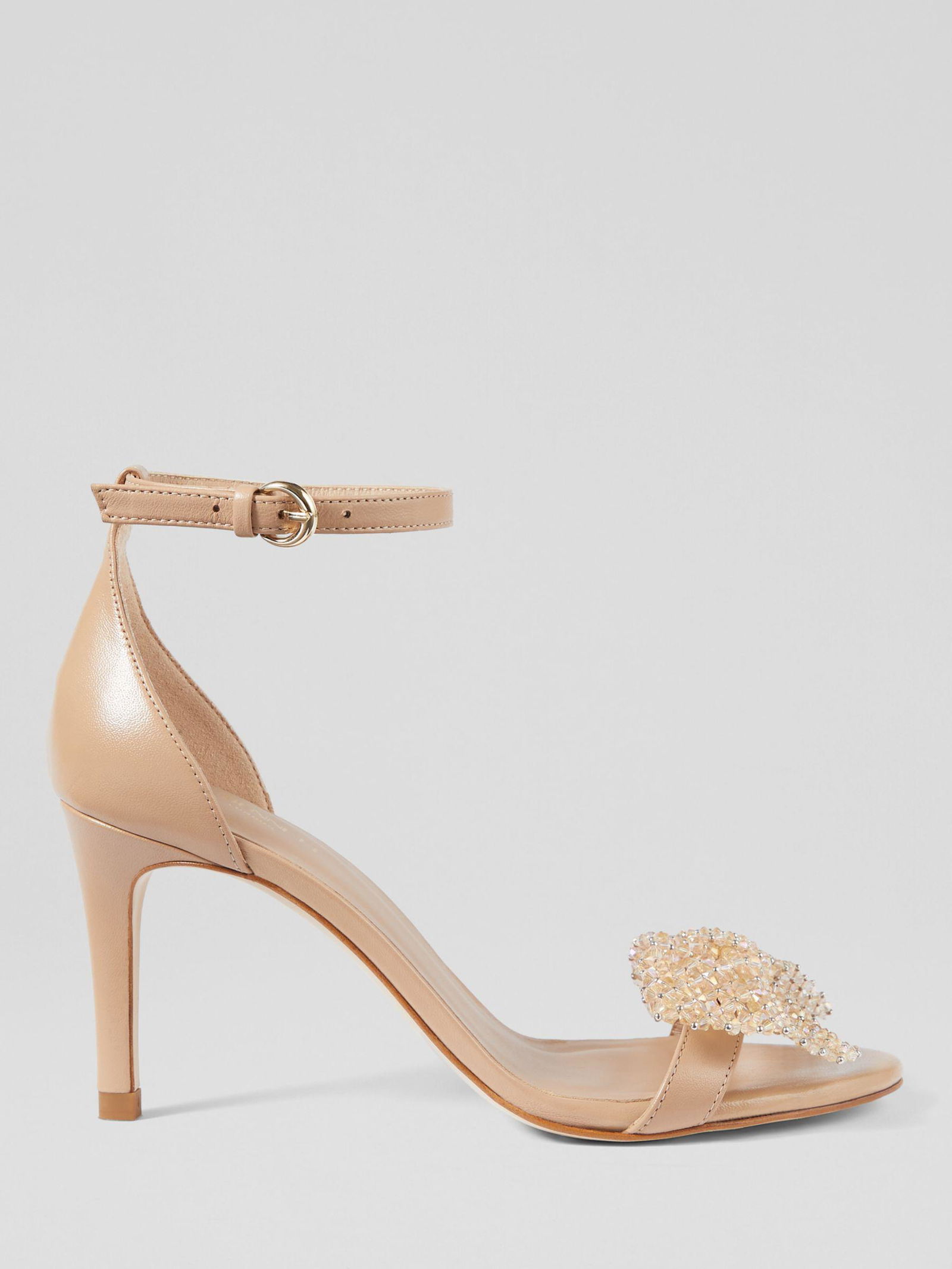 L.K. BENNETT Cristabel Sparkle Bow Sandals in Bei-trench | endource