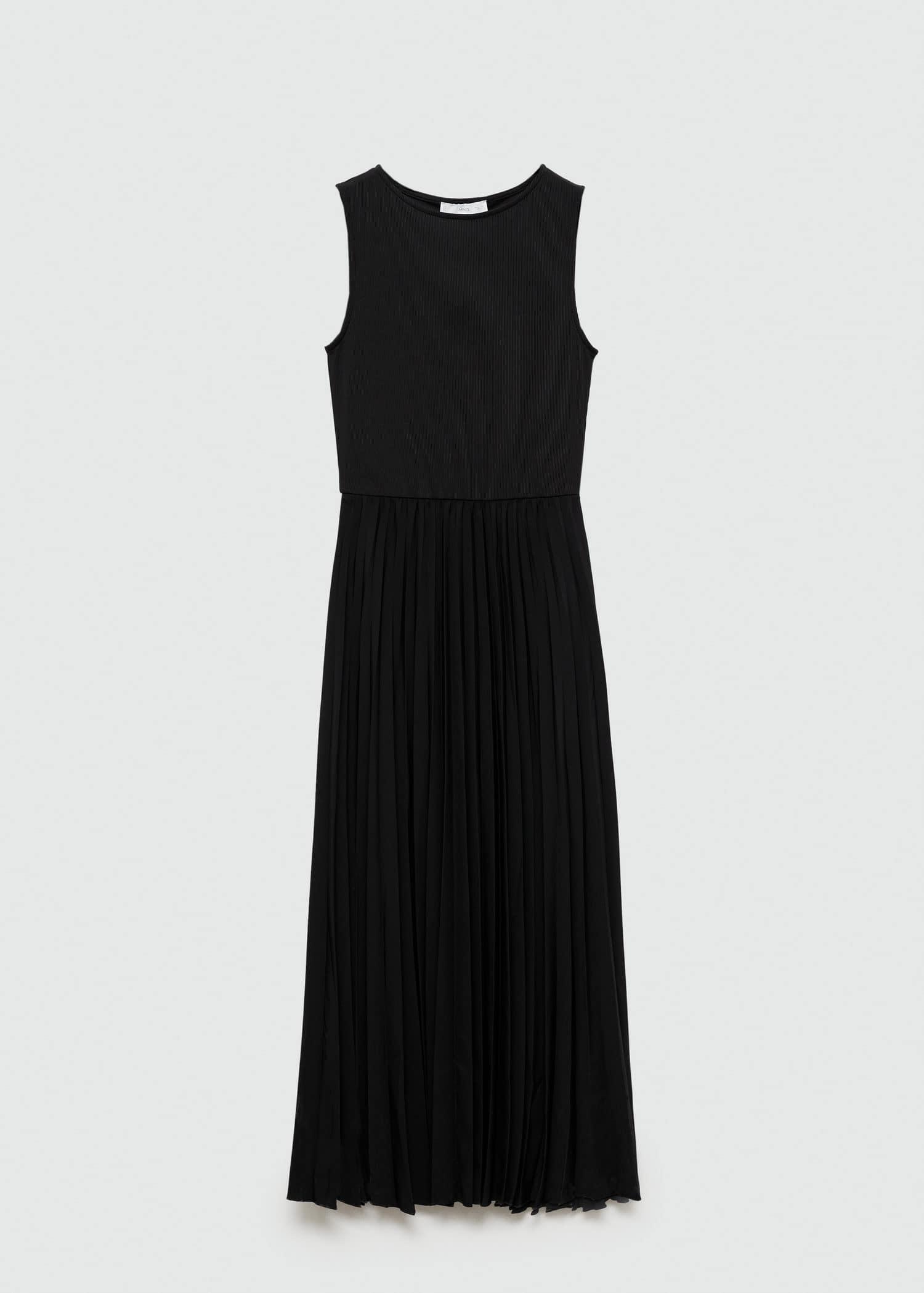 MANGO Pleated Midi Dress in Black | Endource