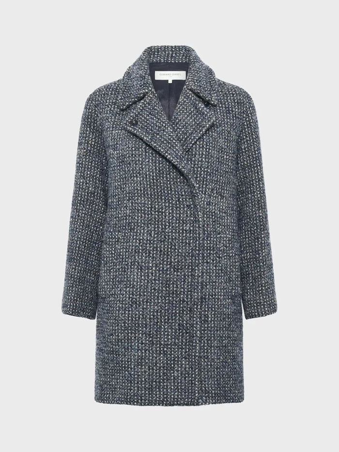 Gerard Darel Maliya Wool Blend Wide Mottled Coat, Indigo | endource