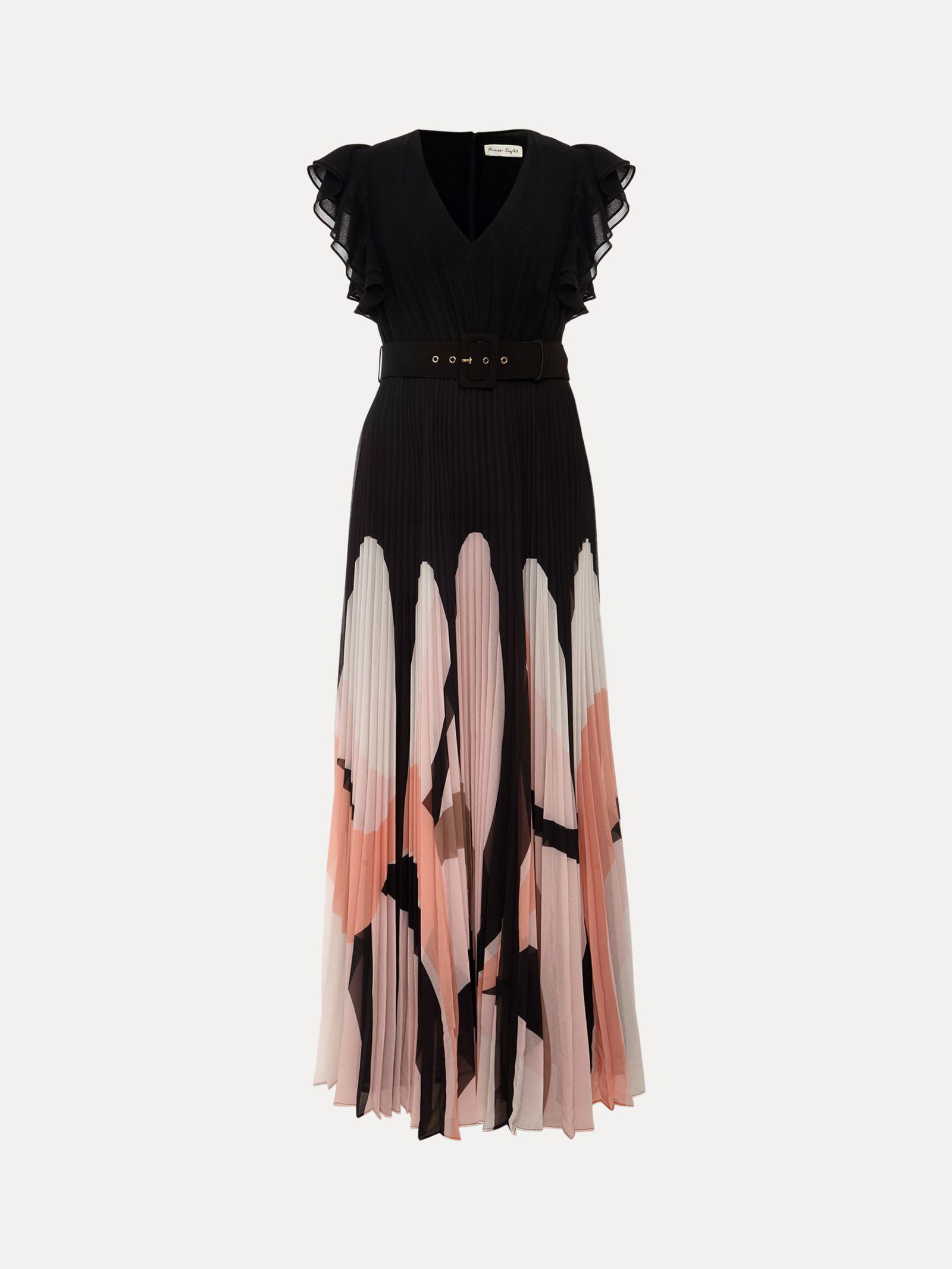 PHASE EIGHT Collection 8 Isla Pleated Maxi Dress in Black/Multi | endource