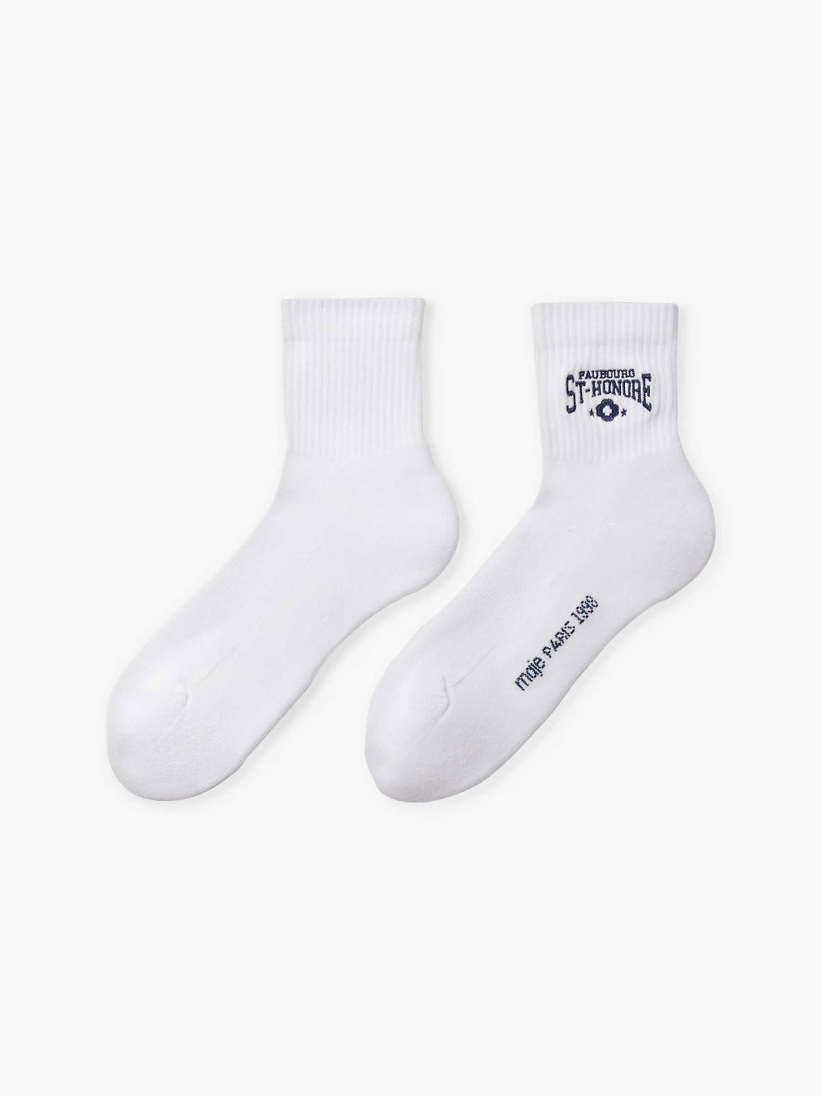 MAJE Logo-Embroidered Crew-Length Stretch Cotton-Blend Socks in BLANC ...