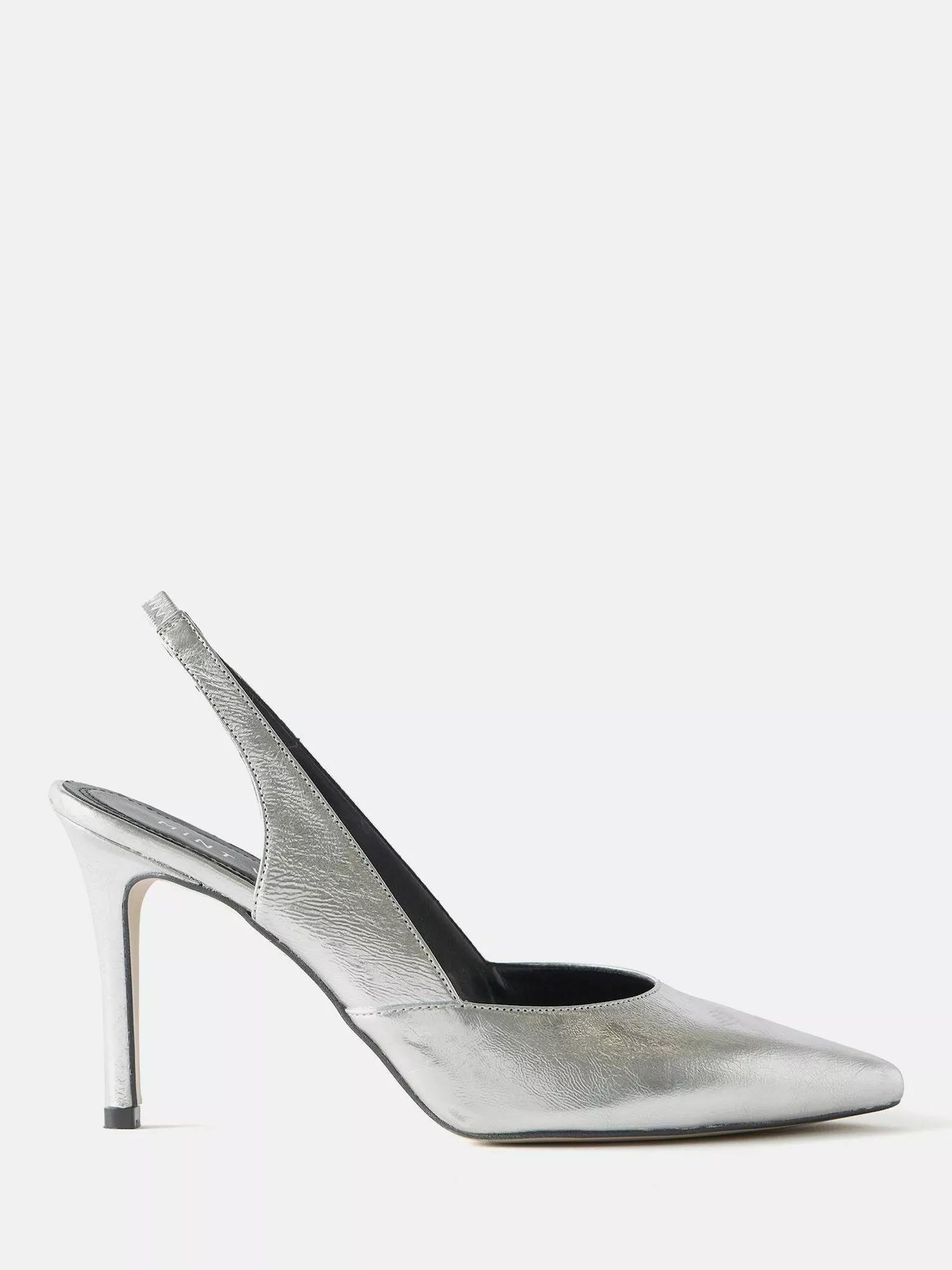 MINT VELVET Hannah Leather Slingback Court Shoes in Silver | endource