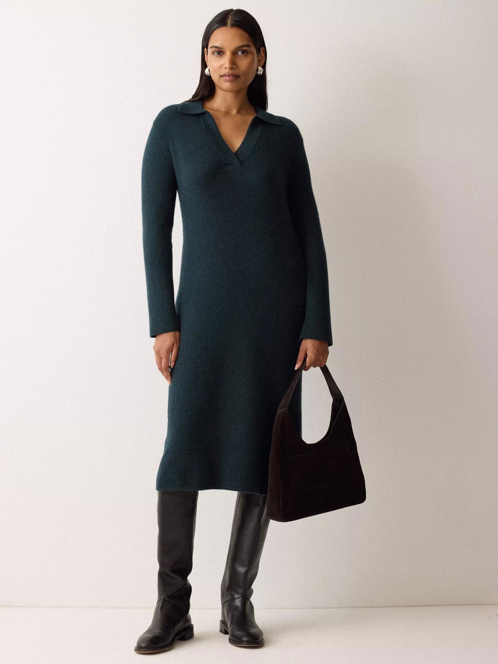 JIGSAW Compact Collar Wool Dress | endource
