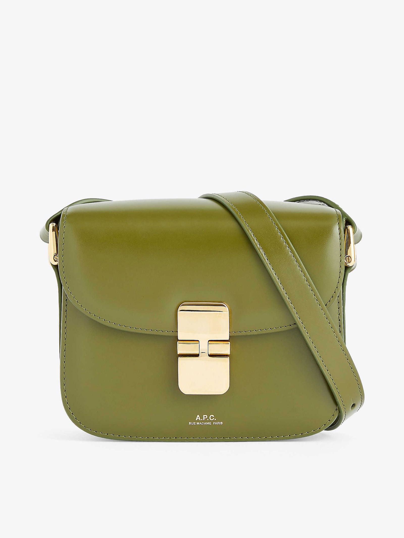 A.P.C. Grace Mini Faux-Leather Cross-Body Bag in Vert Pin | endource