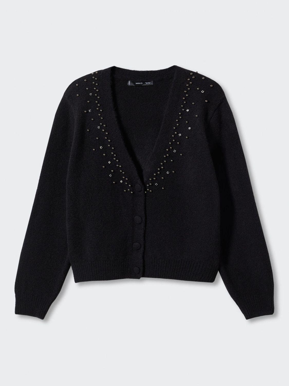 MANGO Stud Detail Cardigan in Black | Endource