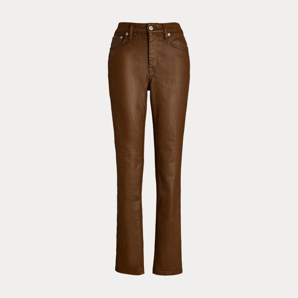 LAUREN RALPH LAUREN Coated High-Rise Straight Ankle Jean in Brown ...