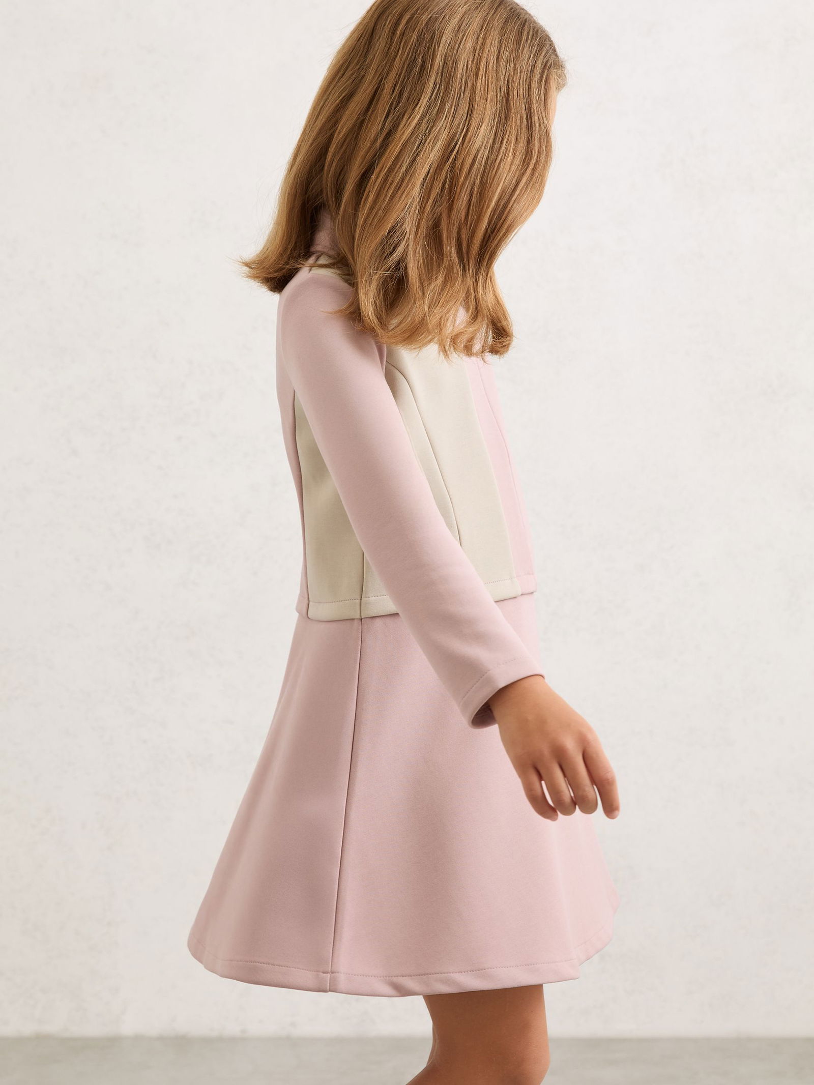 REISS Colour-Block Interlock Dress In Neutral | endource